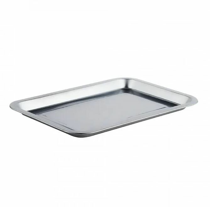 Поднос металлический прямоугольный для кухни 32х22 см. ST-4590 / Гастрономическая емкость из нержавеющей стали