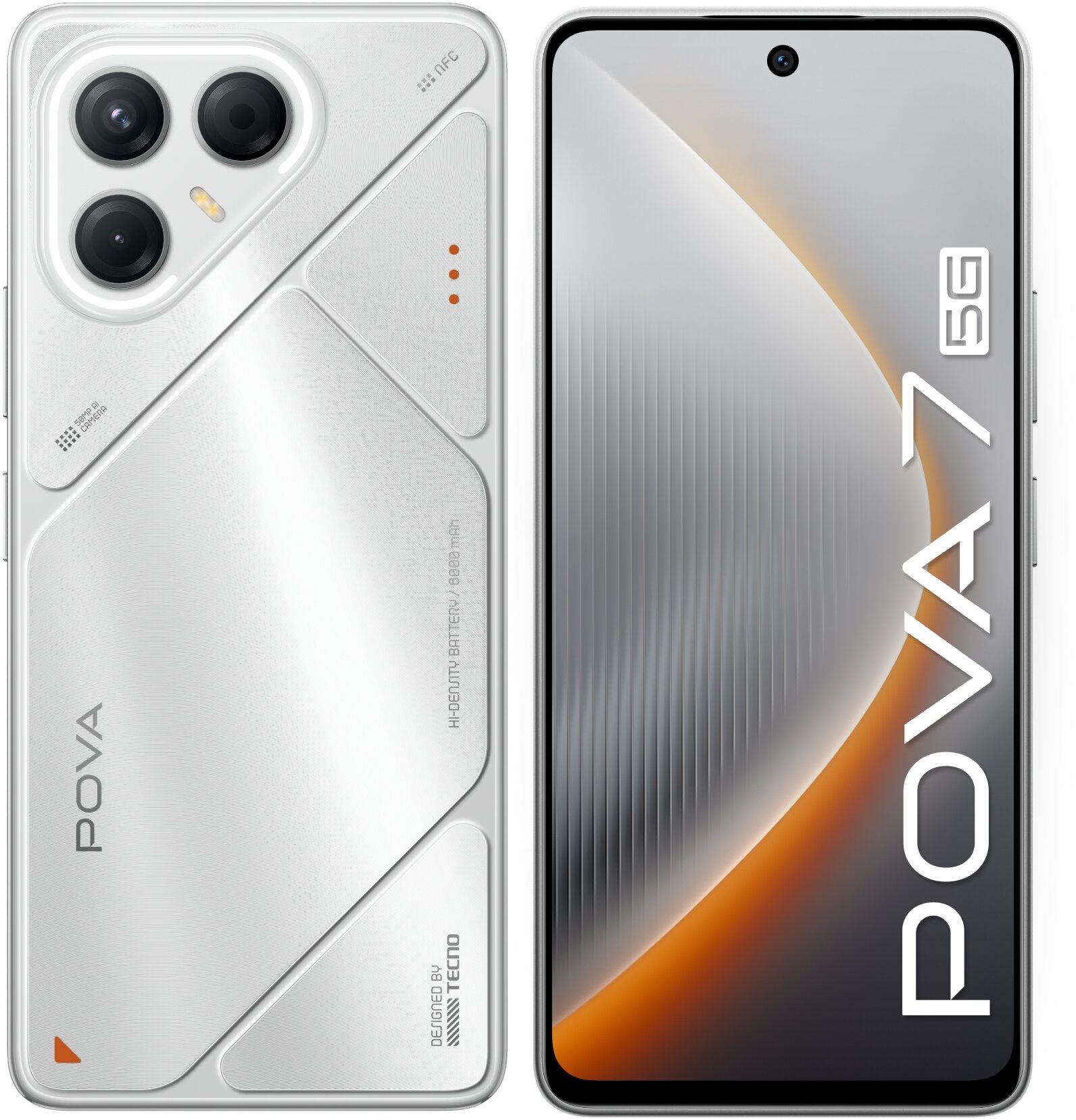 Смартфон TECNO "Pova 7", 5G, 256 Гб, 8 Гб, IPS, SIM-карта, серебристый