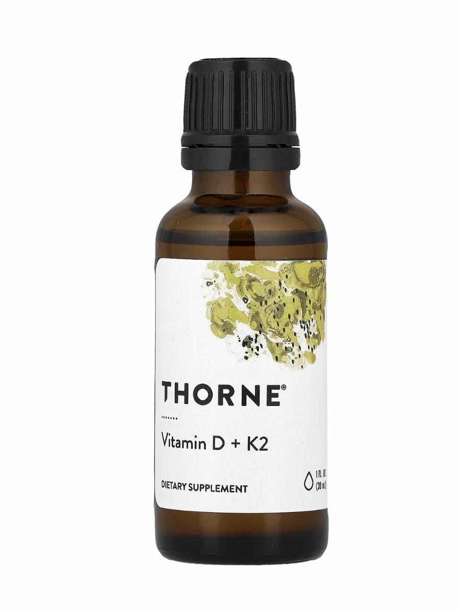 Thorne Research, Витамин Д3+K2 - Vitamin D3+K2, 1 жидкая унция (30 мл)