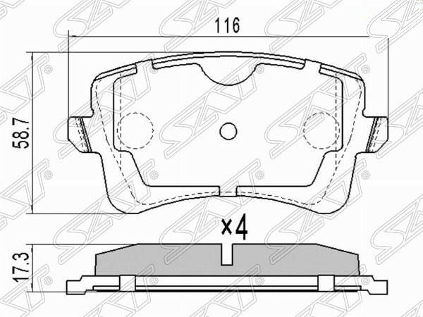 Колодки тормозные сзади SAT ST-8K0698451C Audi A4 08-19 / A5 07-16