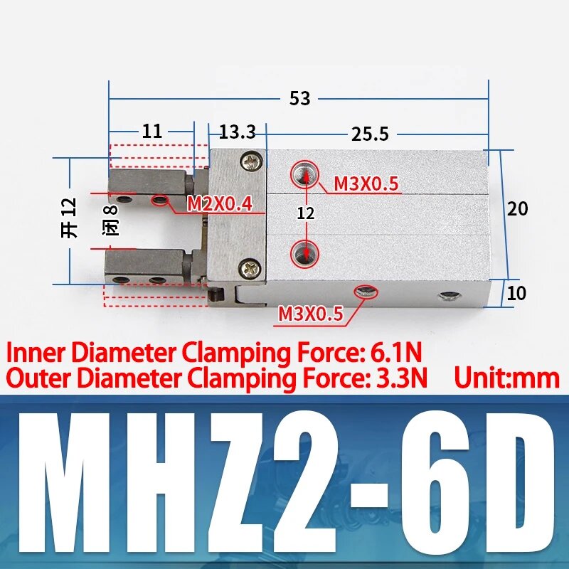 Пневматический цилиндр AIRSLG MHZ2-6D, Clamping Force 6.1N