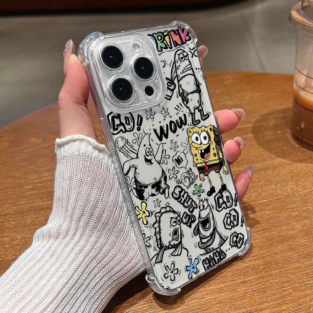 Милый чехол для телефона с Губкой Бобом для iPhone 17 Air 16 16e 15 14 iPhone17 Про, SJT-23E604138S2