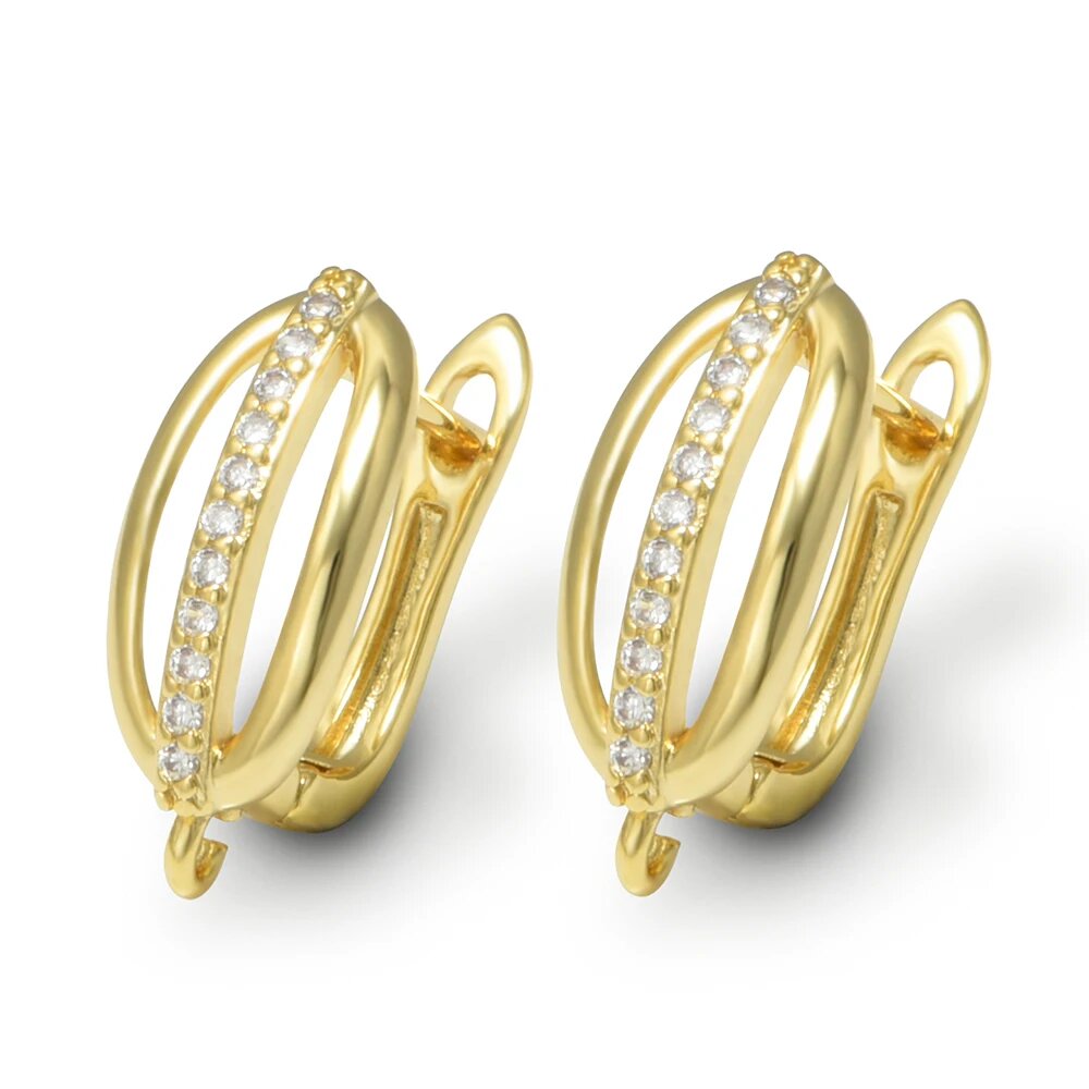 Крючки-застежки для серег YANASI с черным цирконом 18K Gold Plated