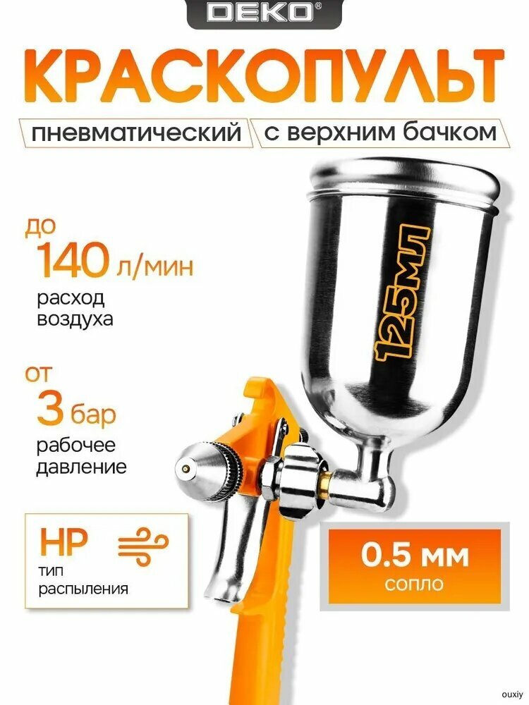Краскопульт пневматический для компрессора DEKO DKSG125MDR