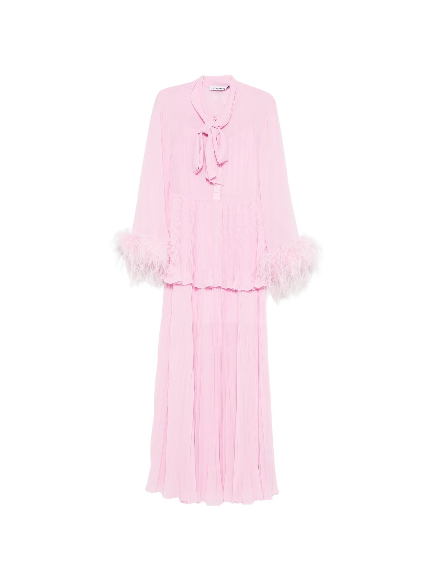 Платье Feather-trim pleated maxi dress