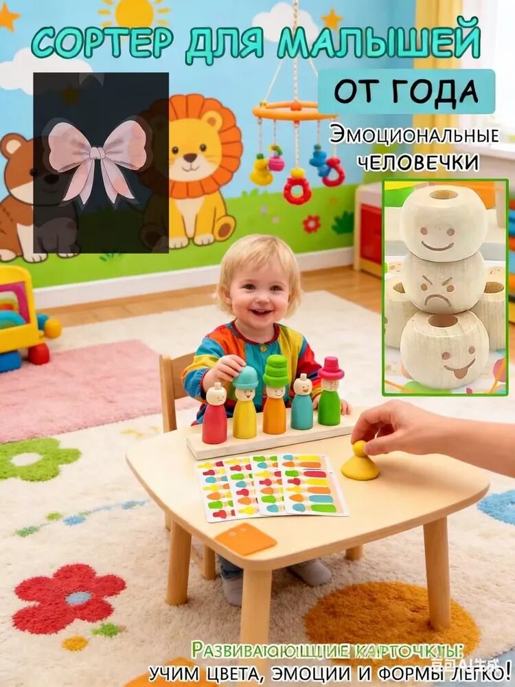 Сортер для малышей деревянный /развивающая игрушка Монтессори