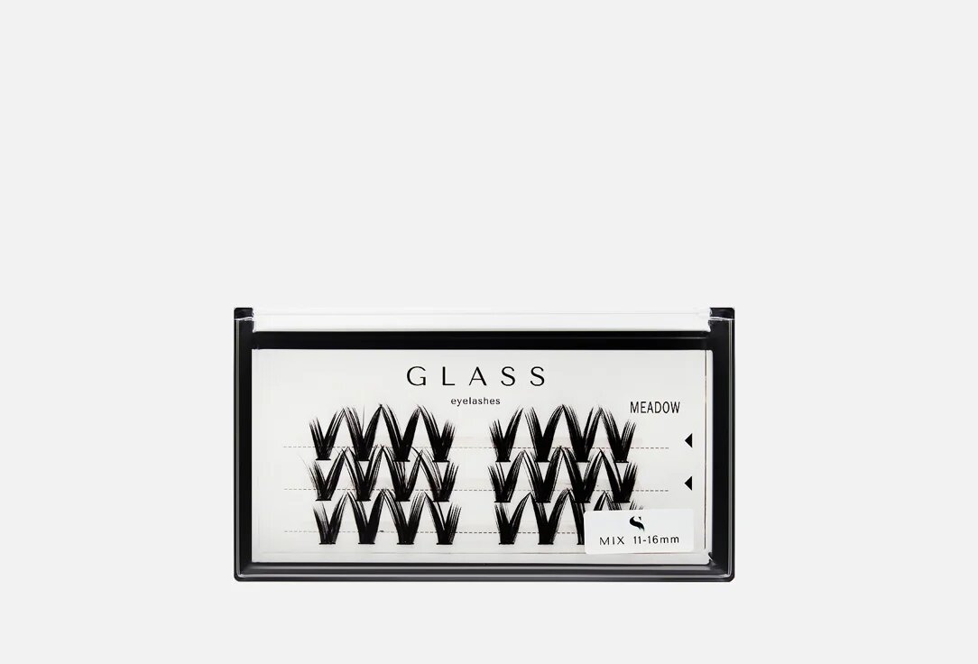 GLASS EYELASHES eyelashes extreme meadow 11-16 mm mix Пучковые ресницы с экстремальной толщиной 24 шт