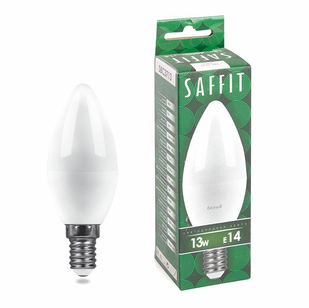 Лампа светодиодная SBC3713 Свеча E14 13W 230V 4000K комплект 10 штук. SAFFIT 55164