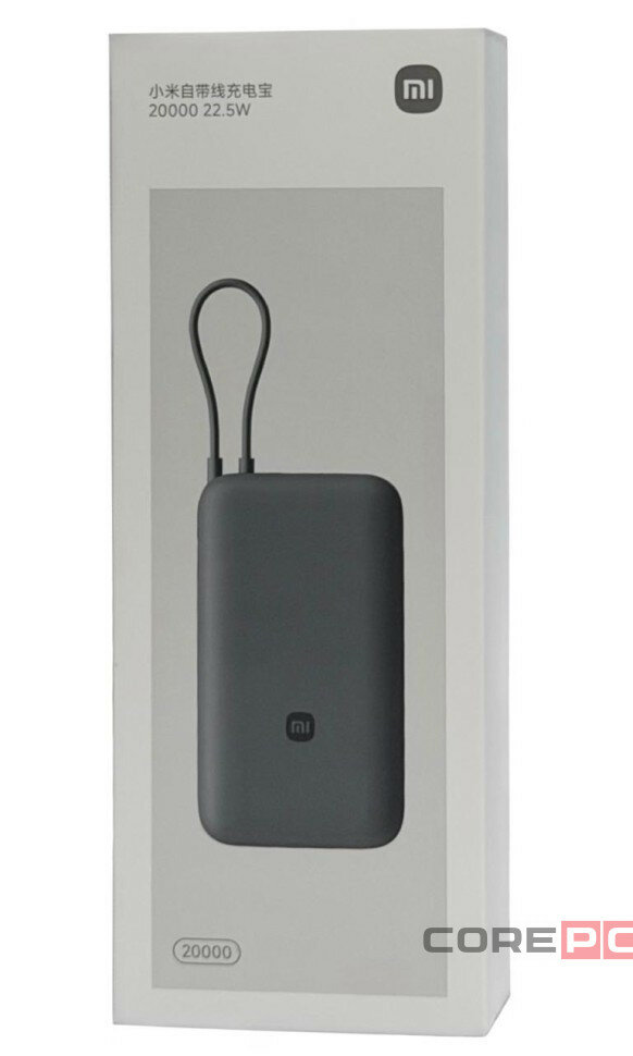 Повербанк Powerbank Xiaomi 20000mAh 1USB/1USB-С/кабель Type-C 22.5W (PB2020Mi) темно-серый