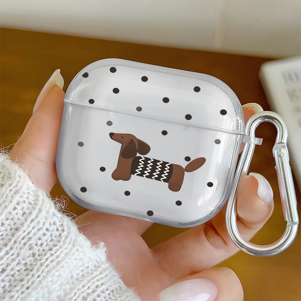 Чехол для AirPods с таксой, прозрачный, ТПУ