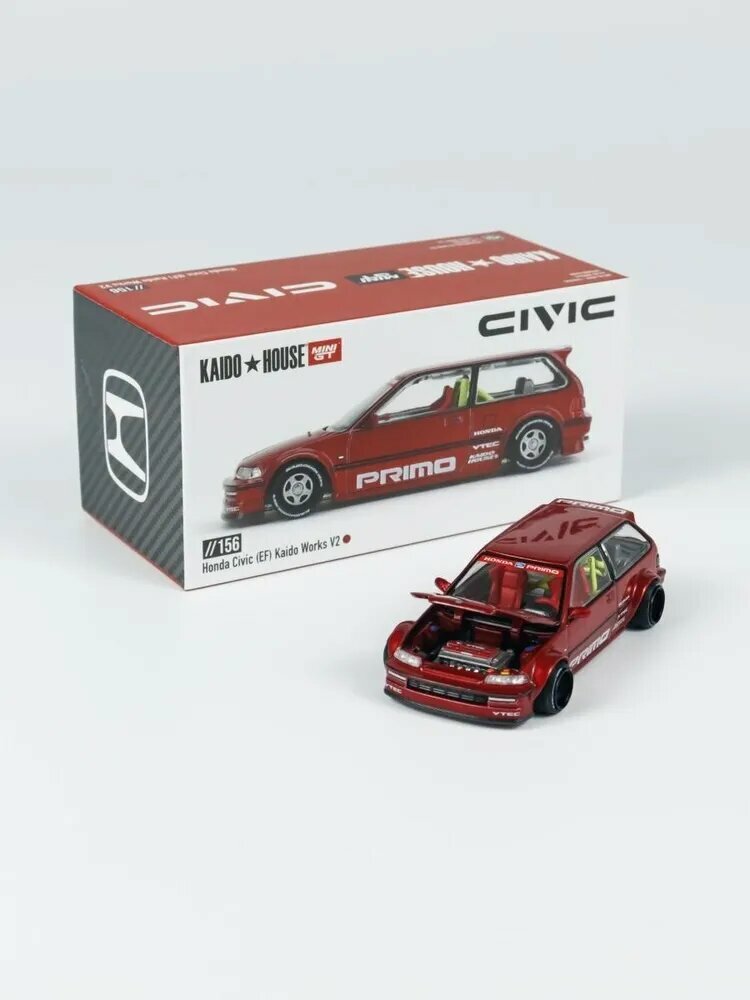 Машинка KAIDO HOUSE MINIGT 1/64 Honda Civic (EF) Kaido Works V2 KHMG156 Die-cast Alloy Car Model Collection Gift