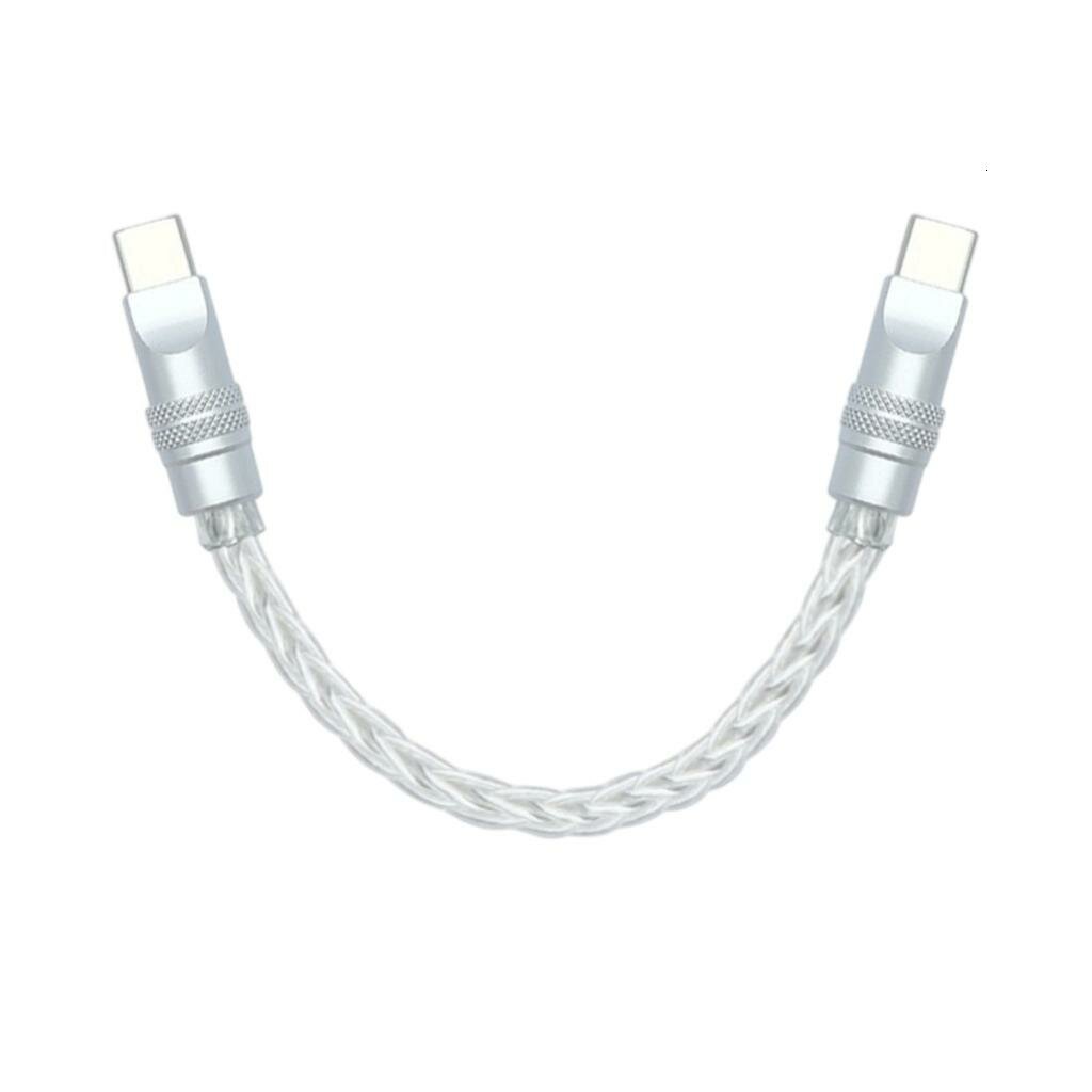 USB-C кабель оплетённый, быстрая зарядка, серебро - 1m