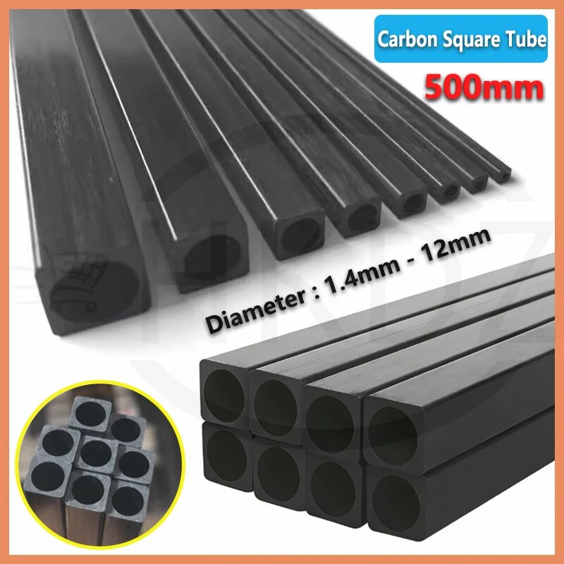 Трубка карбоновая квадратная 500 мм 4x4x2.5mm