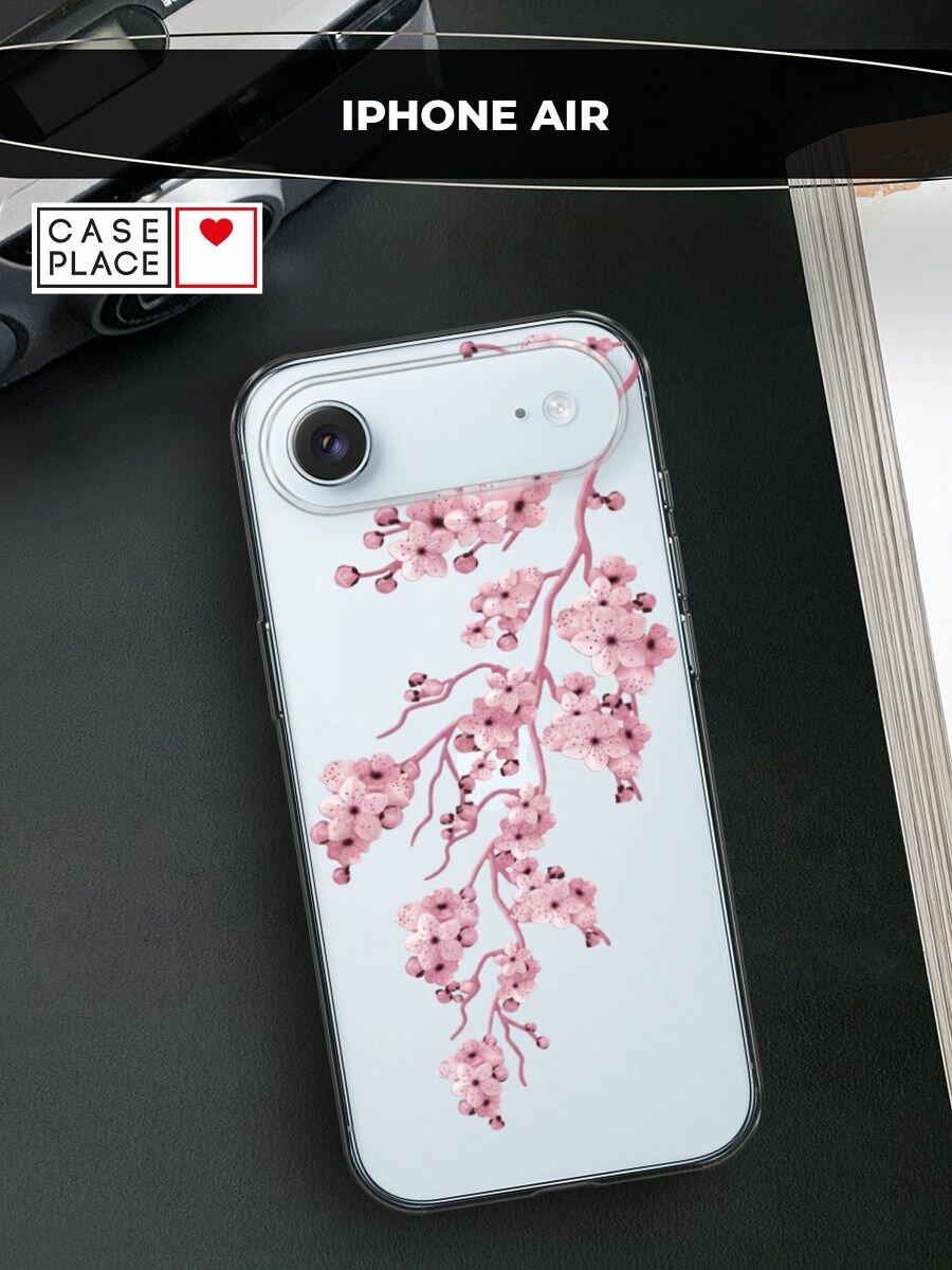 Силиконовый чехол на Apple iPhone Air / Айфон Айр с принтом Розовая веточка сакуры