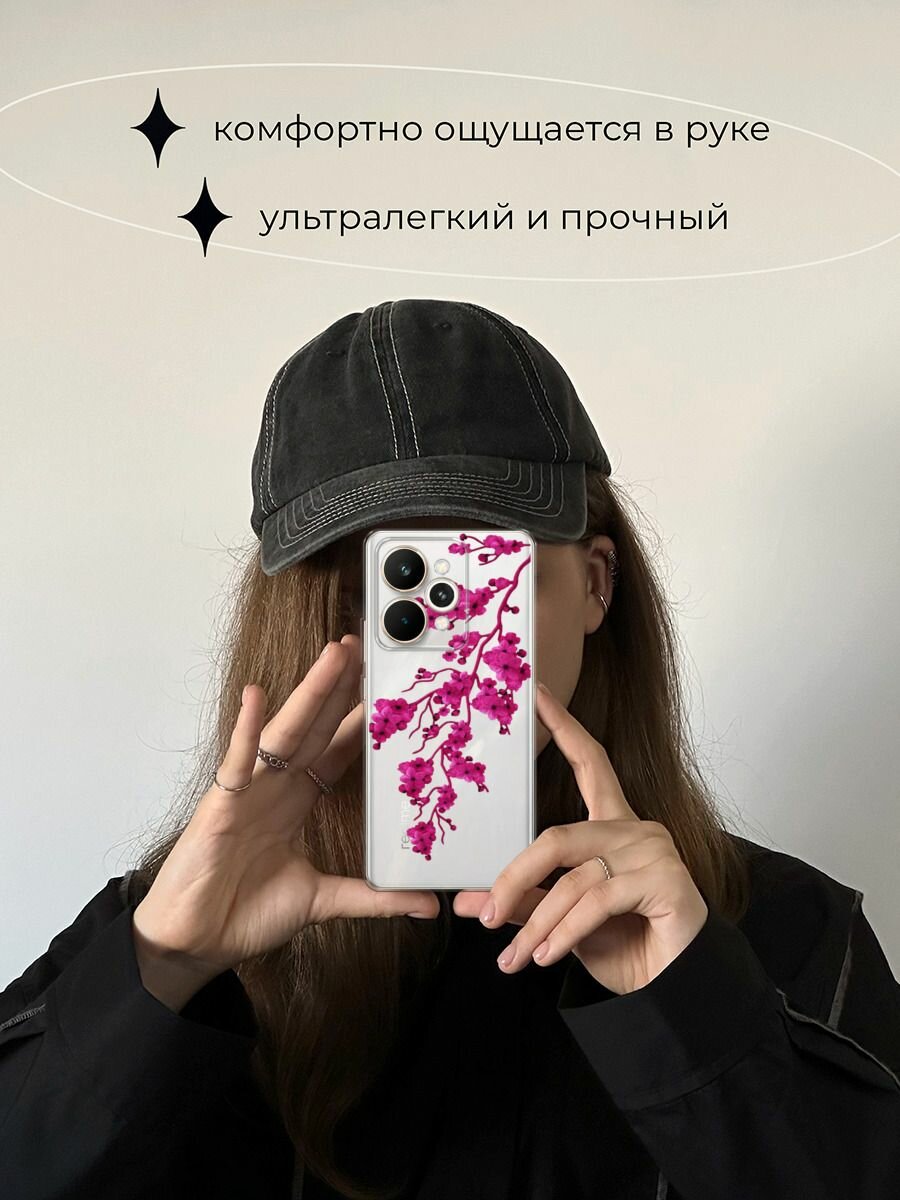 Силиконовый чехол на Realme 15 Pro / Реалми 15 Про с принтом Яркая розовая сакура — фото 1