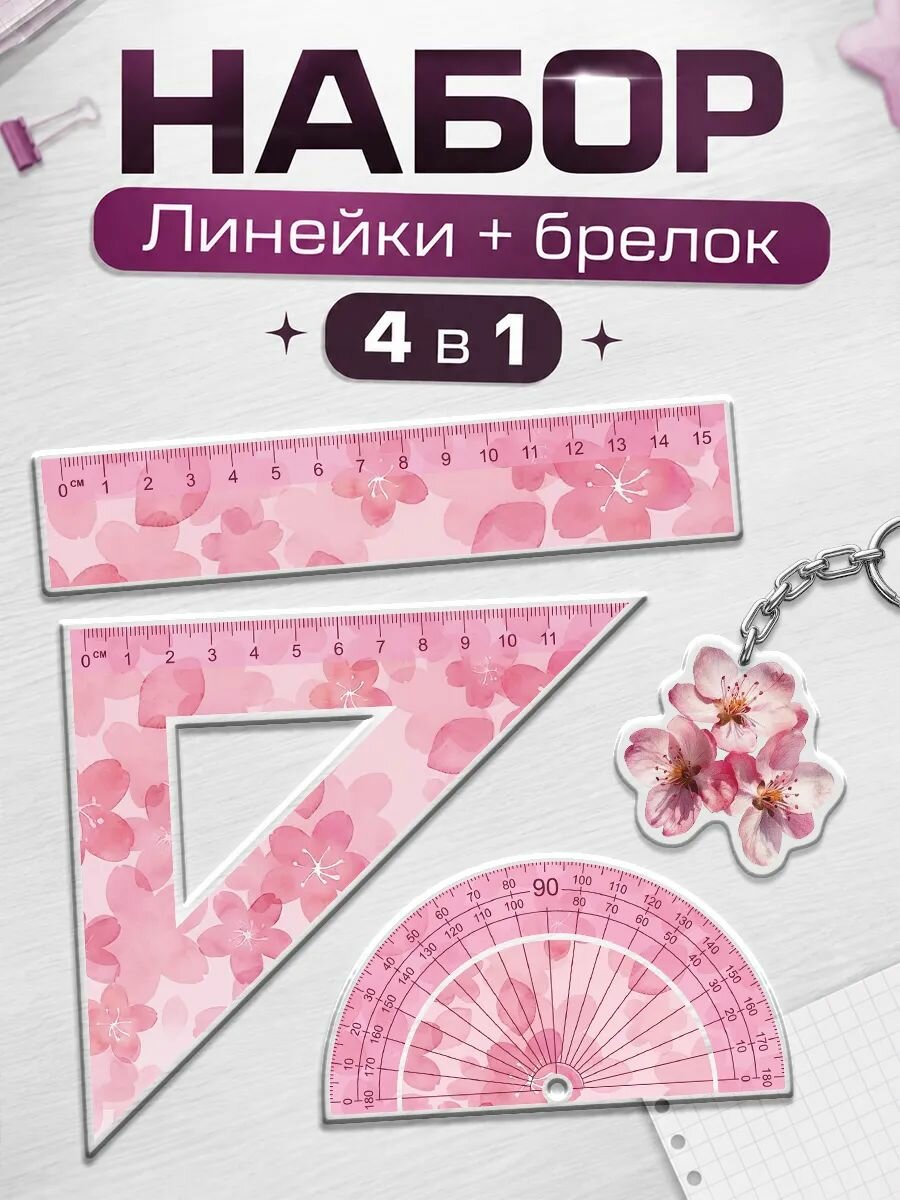 Набор линеек для школьника цветы
