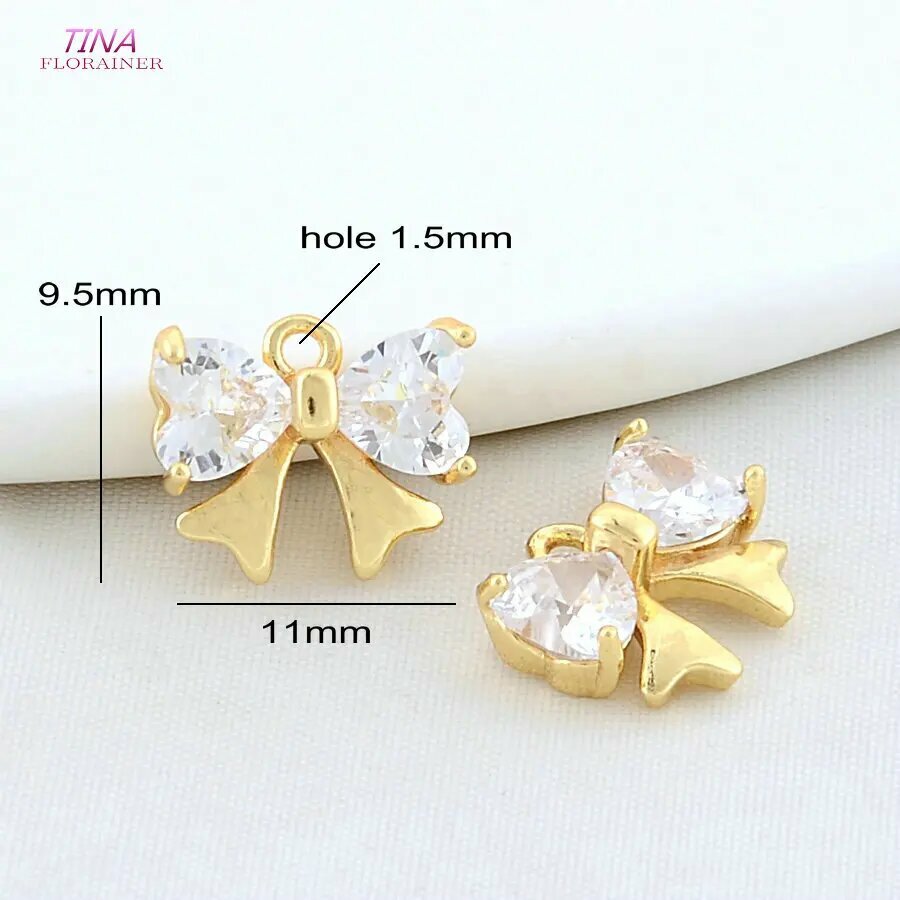 Подвески-бабочки Florainer Tina из латуни с золотым покрытием 6 шт. White Color