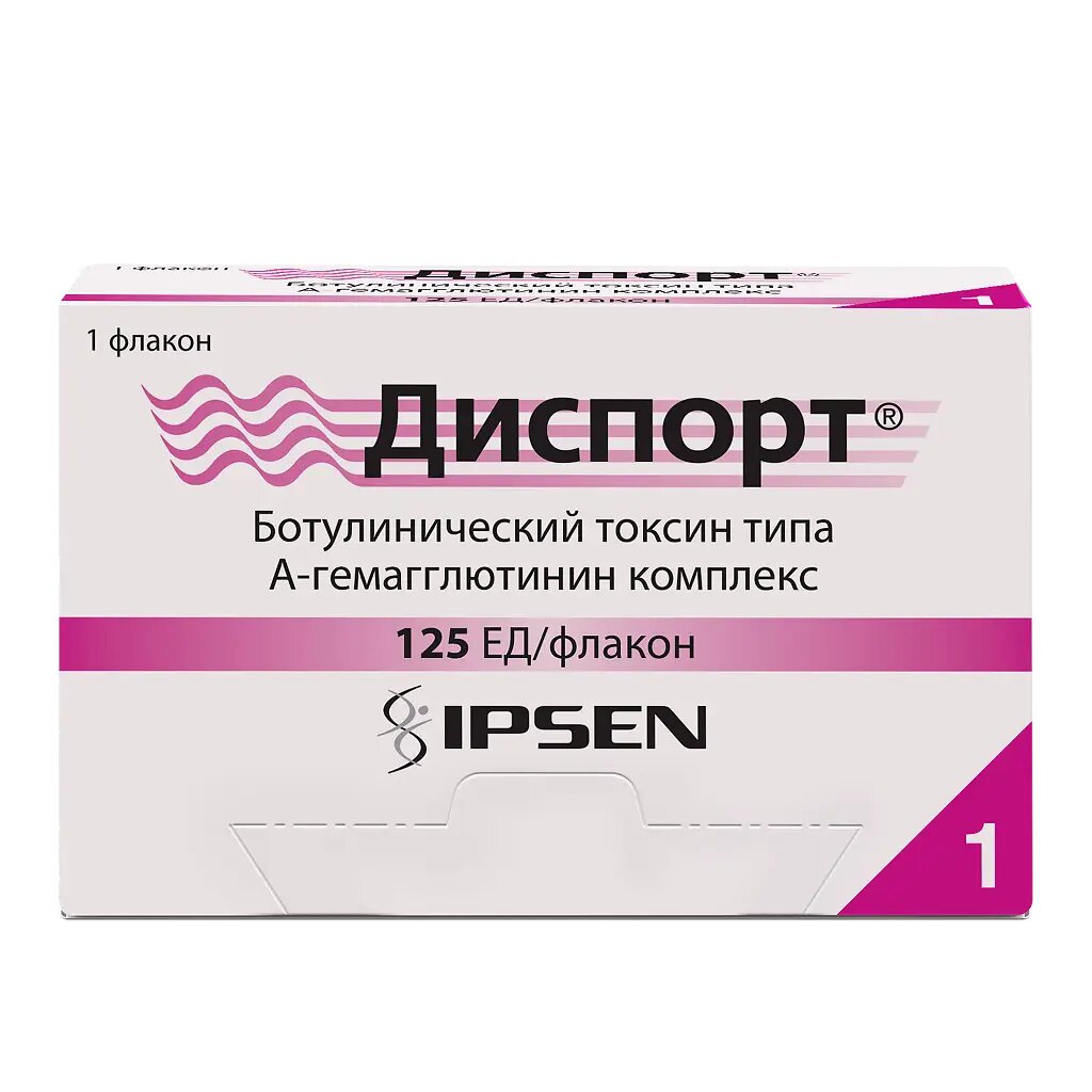Диспорт лиофилизат д/приг раствора для инъекций 125 ед 1 шт