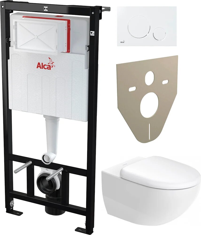 Комплект Унитаз подвесной Duravit Architec 45720900A1 / Система инсталляции для унитазов AlcaPlast Sadromodul AM101/1120-001 с кнопкой и шумоизоляцией