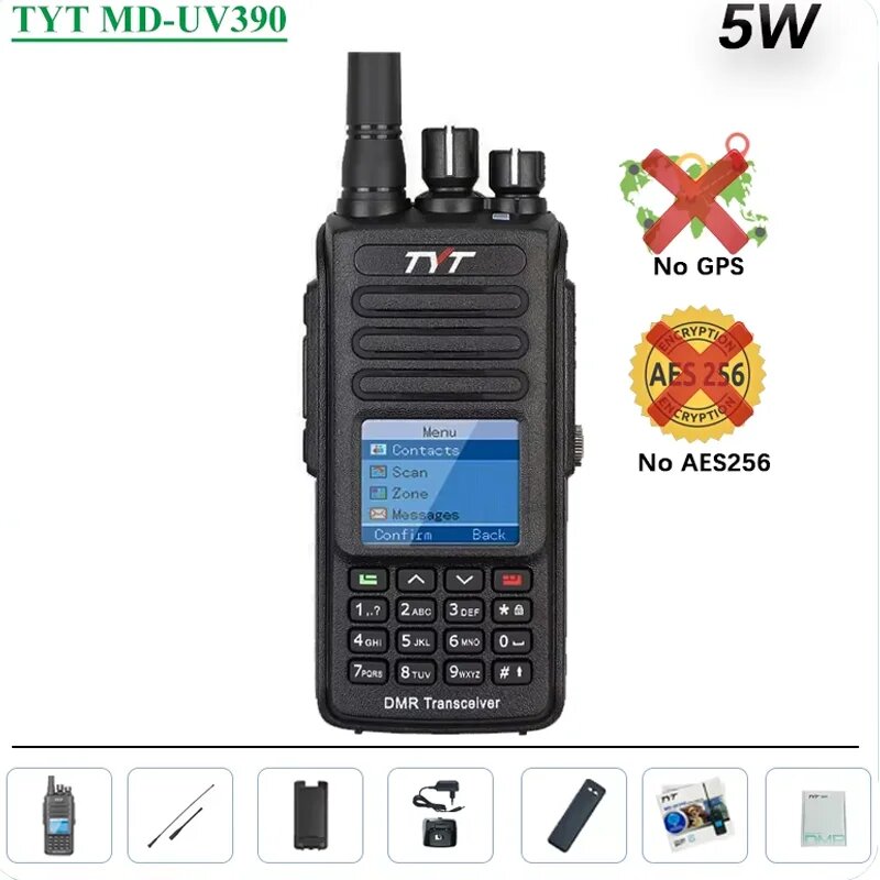 TYT MD-UV390 Plus рация DMR цифровая рация 5W/10W GPS AES256 Шифрование Опционально Защита IP67 от воды VHF UHF 3000 ЖК-дисплей MDUV390 Радио