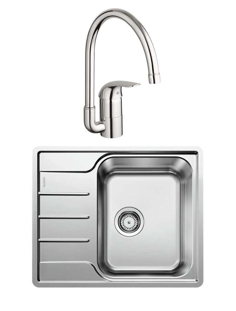 Комплект Мойка Blanco Lemis 45 S-IF Mini 525115 60x50, сталь, нержавеющая сталь / Смеситель Grohe Euroeco 32752000 глянцевый хром