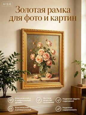 Багетная рамка 30х40 для картин по номерам на холсте, зеркала или гобеленовой картины, портрета по фото, алмазной мозаики и постера, а так же вышивки, иконы, пазлов, рисунков, рама самосборная