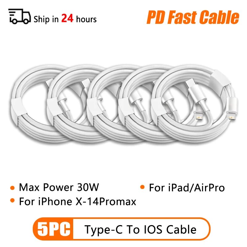 66 Вт USB-кабель типа C PD 30 Вт для Apple iPhone 16 15 14 13 11 Pro Max 12 Mini 1m, PD30W-Cable-5PC