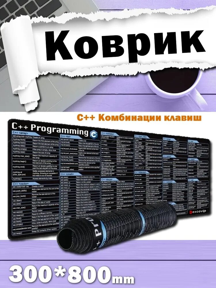 Коврик для мышки, черный, синий
