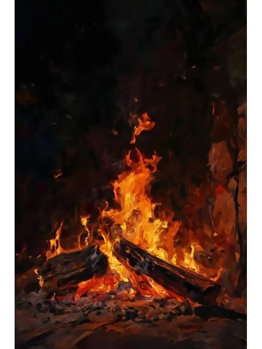 Картина "Огонь в лесу холстная картина 50 х 75" 50x75 см