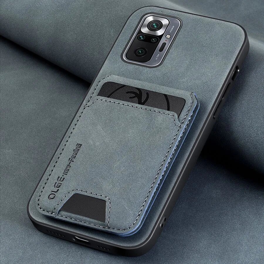 OLGE Кожаный Чехол Для Xiaomi Redmi Note 10 Pro, Note 10 Pro Max ( Редми Нот 10 Про, Нот 10 Про Макс ) С Картхолдером , Противоударный , Нескользящий И Удобный