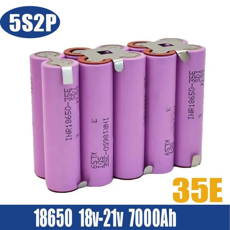 Литиевая батарея 35E 18650 3500 мАч 7500 мАч 2S2P 3S1P 4S1P 4S2P 5S1P 5S2P 6S1P 10,8 В 16,8 В 18 В 21 В 25V.2V сменная батарея для электрической отвертки, пылесоса, электрической дрели