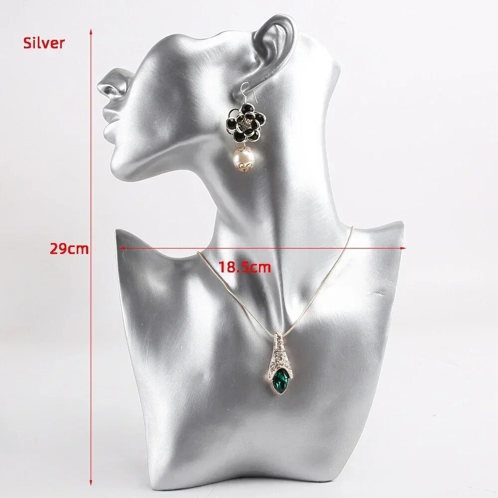 Дисплей-бюст для сережек из смолы Серебряный, Silver