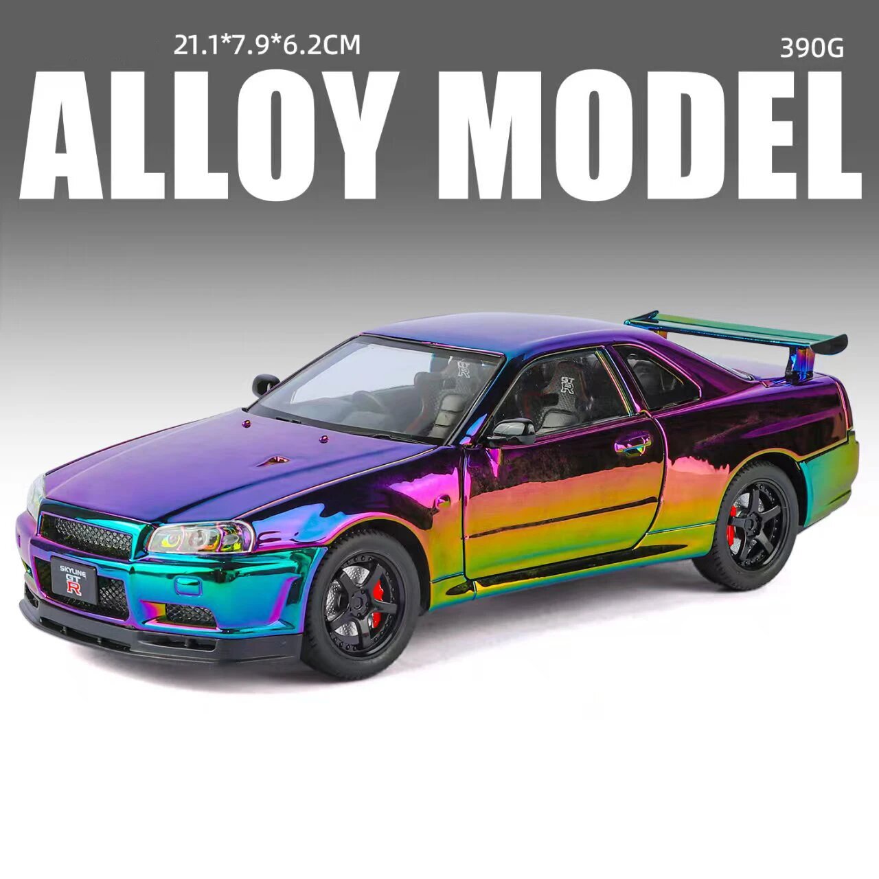 Makeda 1:24 Silvia Skyline Ares GTR GT-R R34 металлическая модель автомобиля со Plating Purple