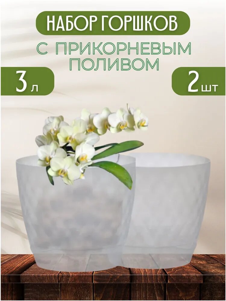 Горшок для цветов 3 л, 17 см, 2 шт, цвет прозрачный