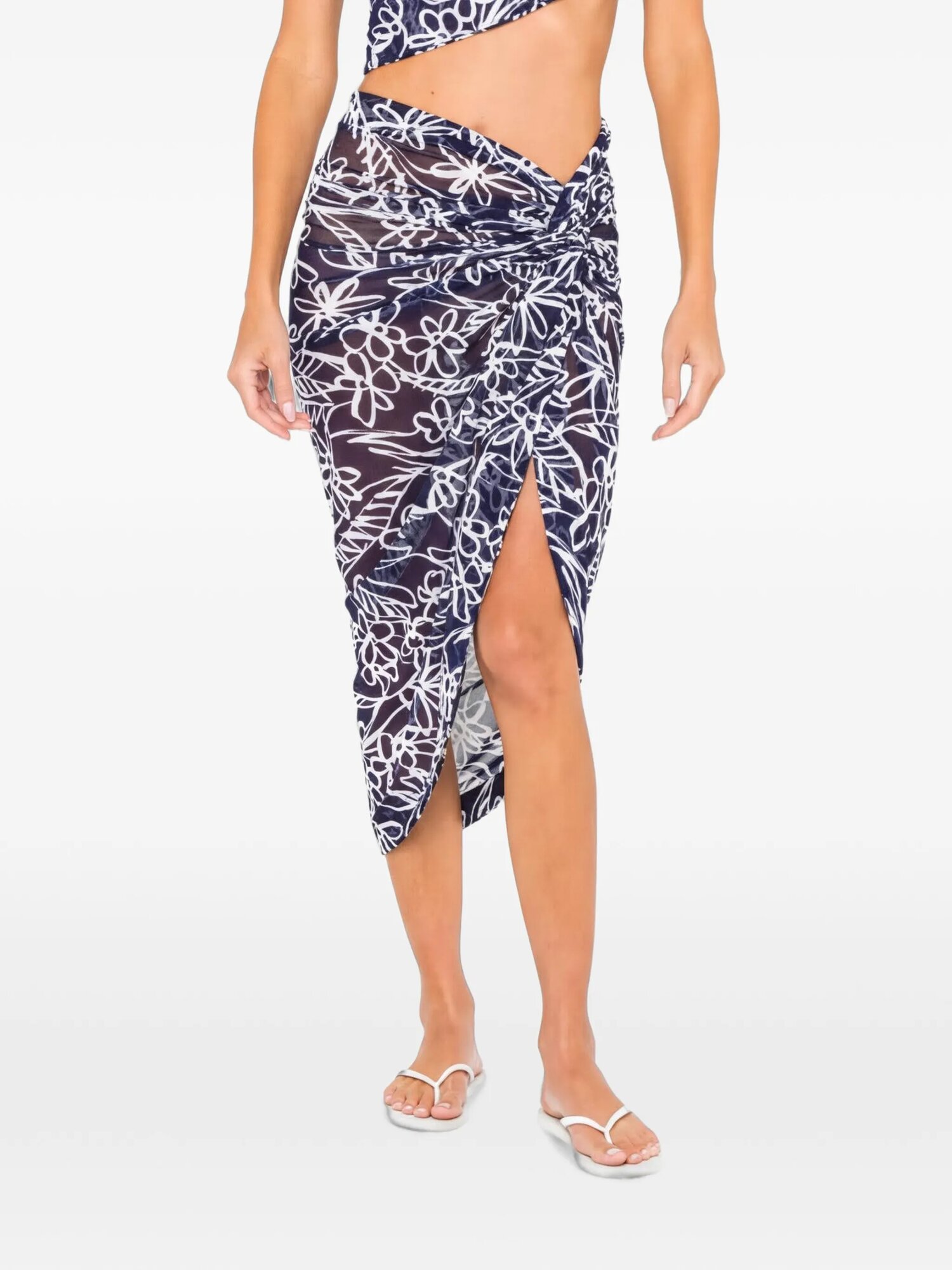 Юбка Scorpio floral-print twisted midi skirt
