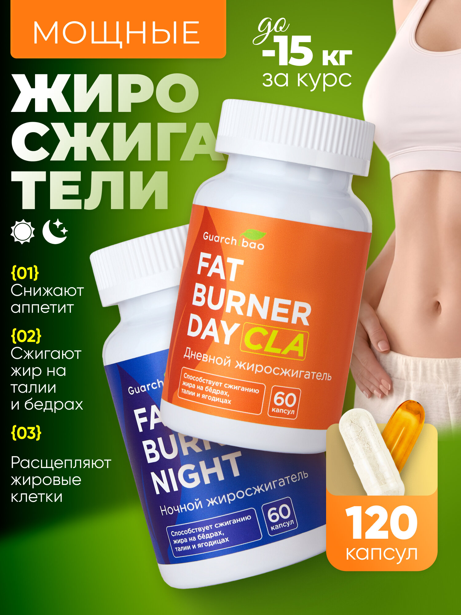 Набор для жиросжигания "Fat burner Night + Day", жиросжигатель