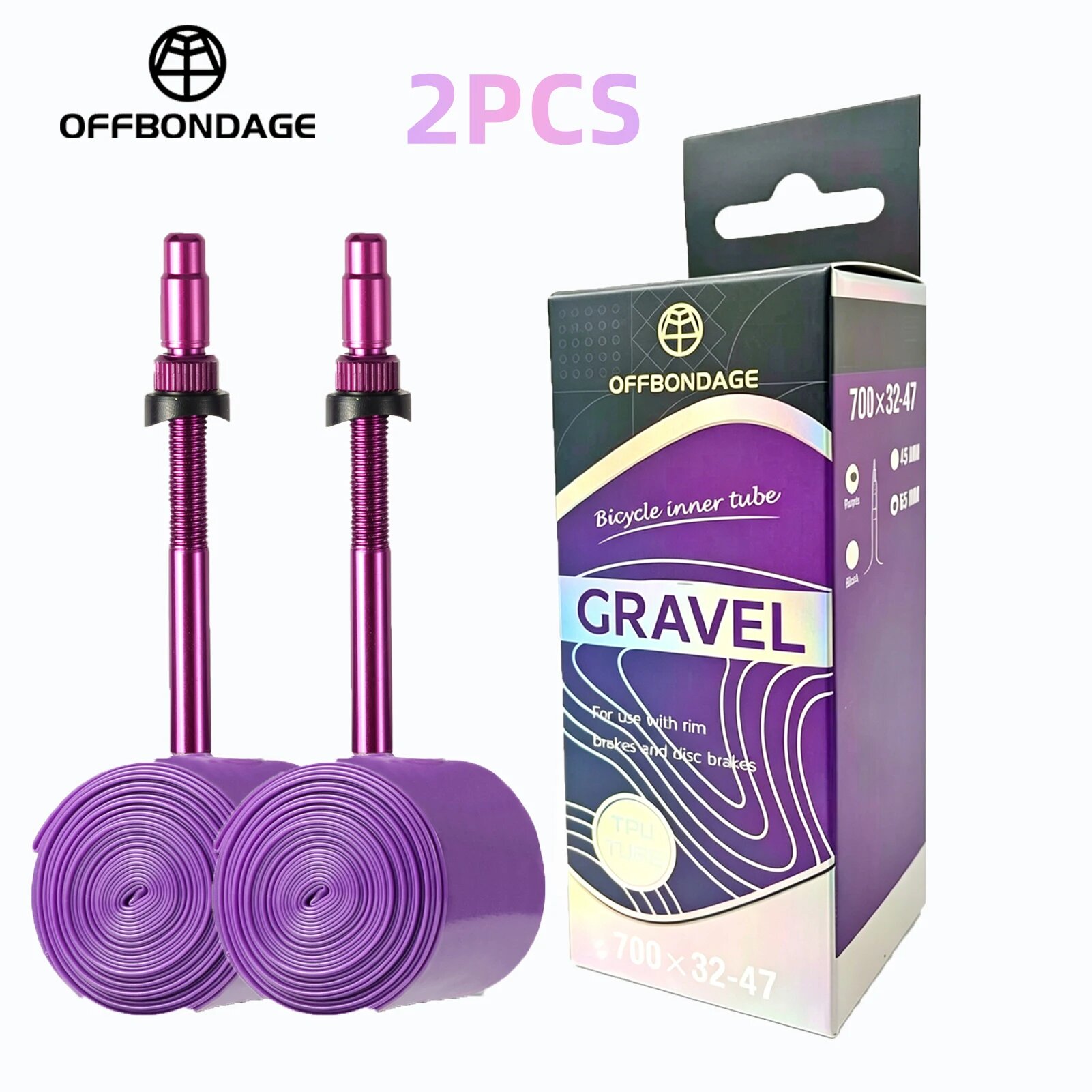 OFFBONDAGE Камеры 700x32-47, 2 шт, фиолетовые, клапан 65mm