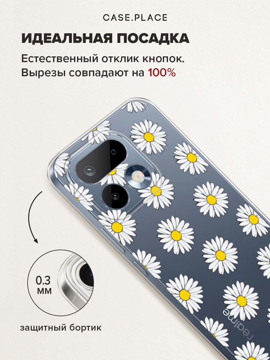 Чехол на Realme 16 Pro / Реалми 16 Про с принтом Яркие ромашки — фото 1