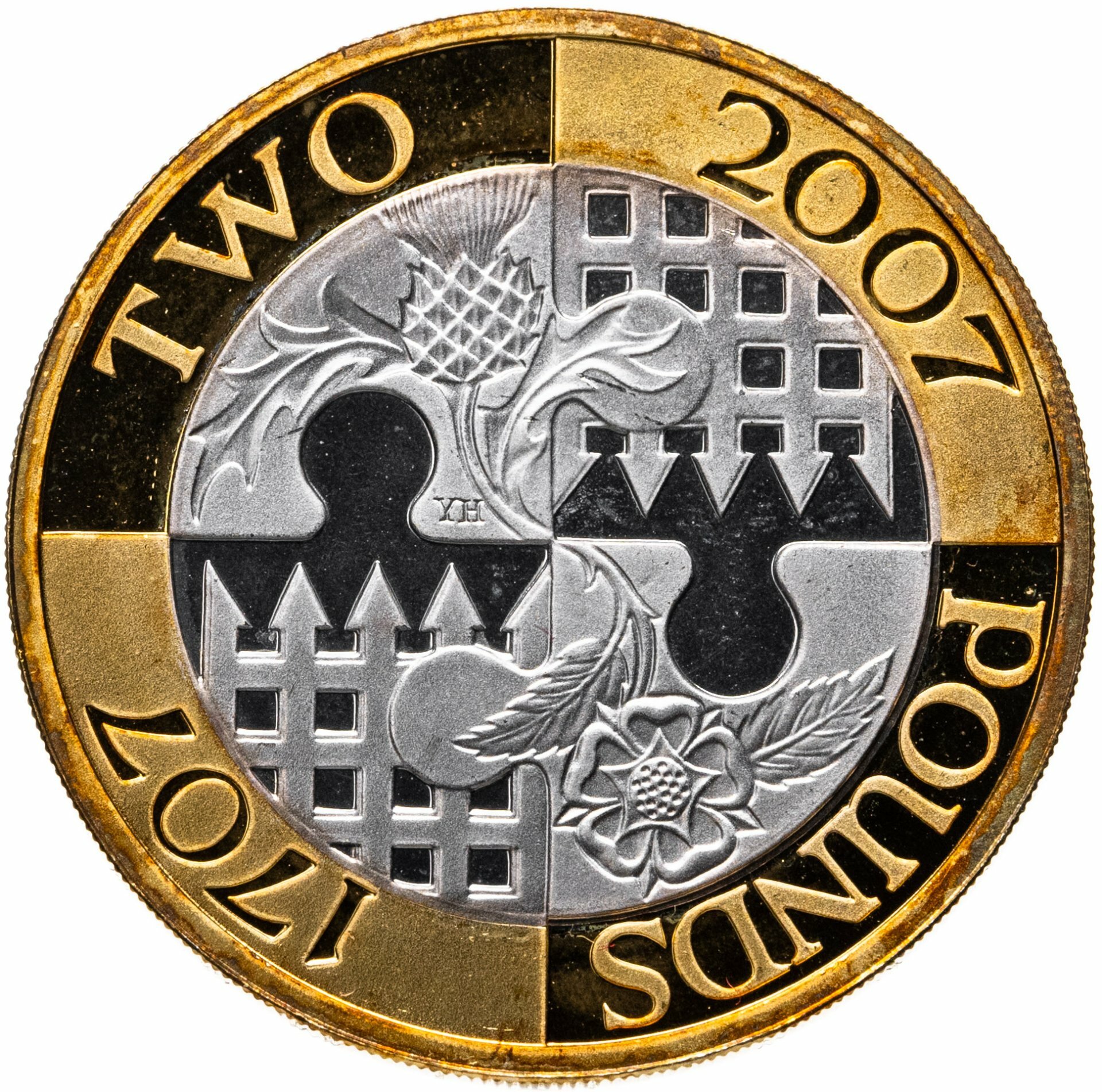 Великобритания 2 фунта pounds 2007 "Трехсотлетие "Акта Объединения" Англии и Шотландии", Серебро 0, в сохранности Proof