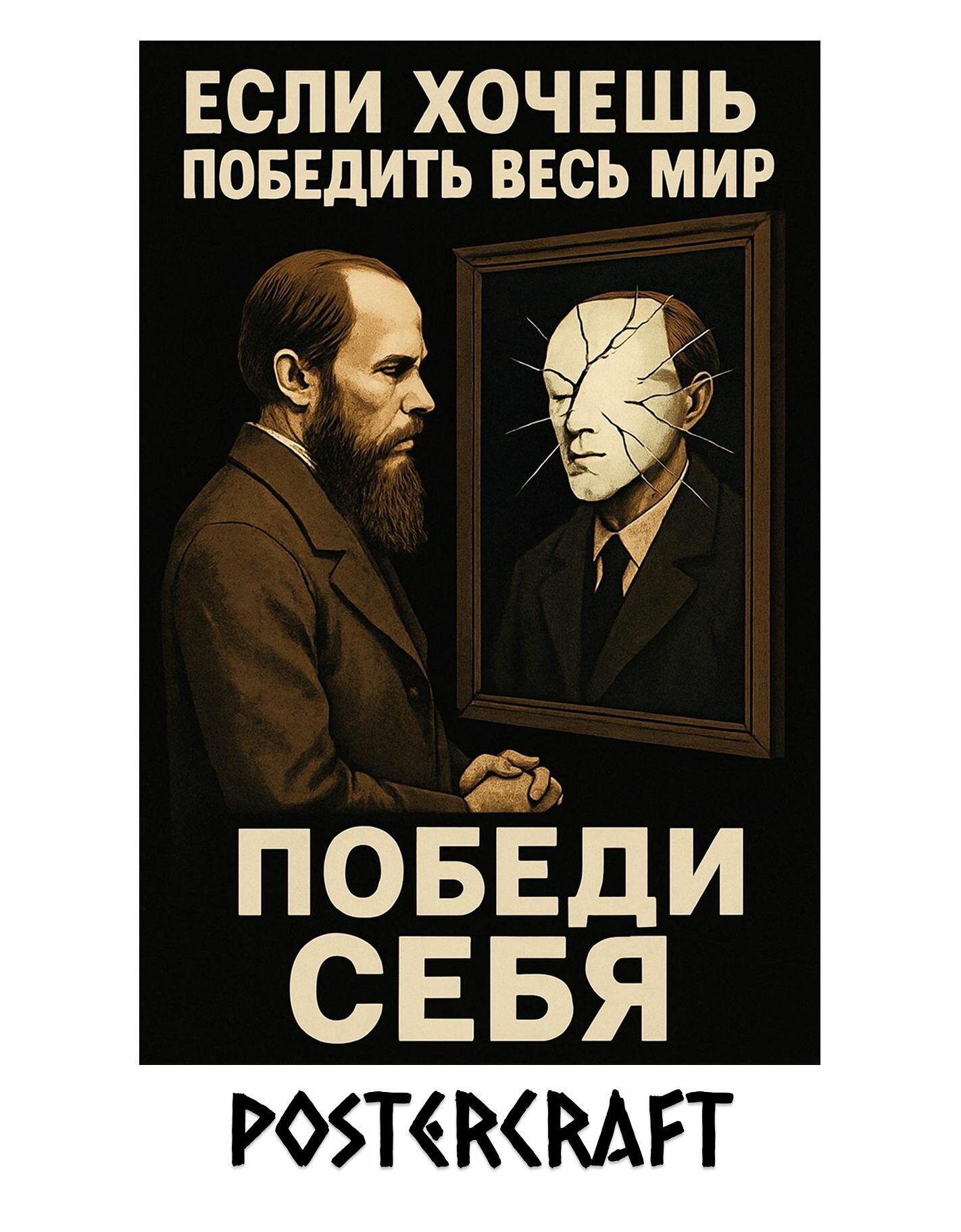 Мотивационный Постер "Достоевский: Если хочешь победить весь мир, победи себя", 29.7х42см, А3, глянцевый