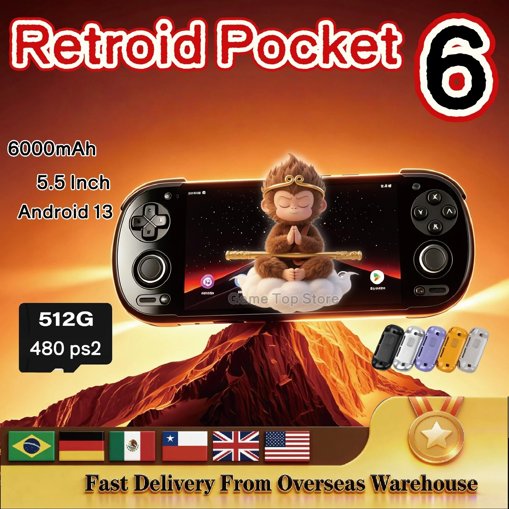 Retroid Pocket 6 Black, 512G, PS2 — фото 1