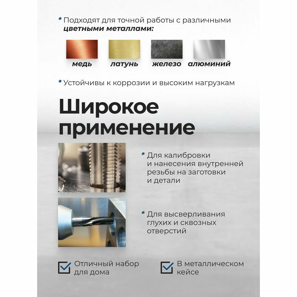 Набор метчиков и плашек Scheppach метрический 20 предметов (М3x0.5, М4x0.7, М5x0.8, М6x1, М7x1, М8x1.25, М9x1.25, М10x1.5, М12x1.75) Sch-M020-1(64905) — фото 1