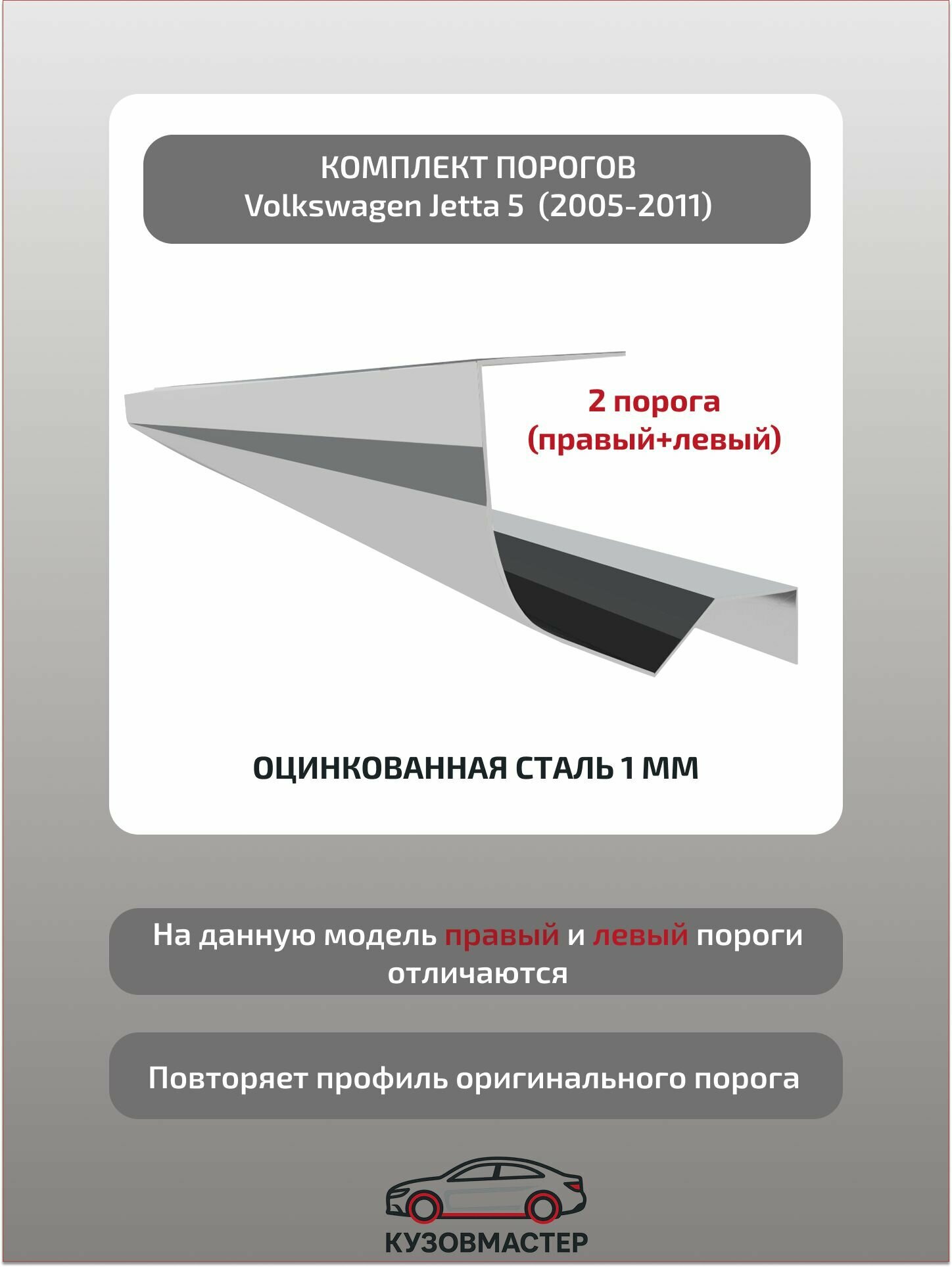 Комплект порогов Volkswagen Jetta 5 (Полупрофиль) цинк