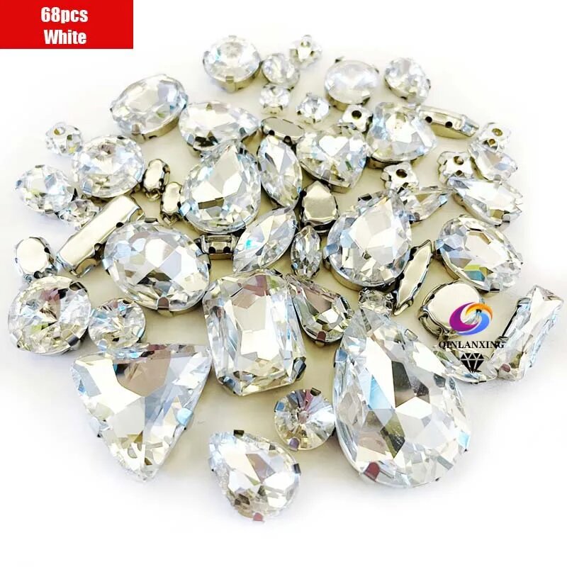 68шт кристаллов White, серебряный цвет