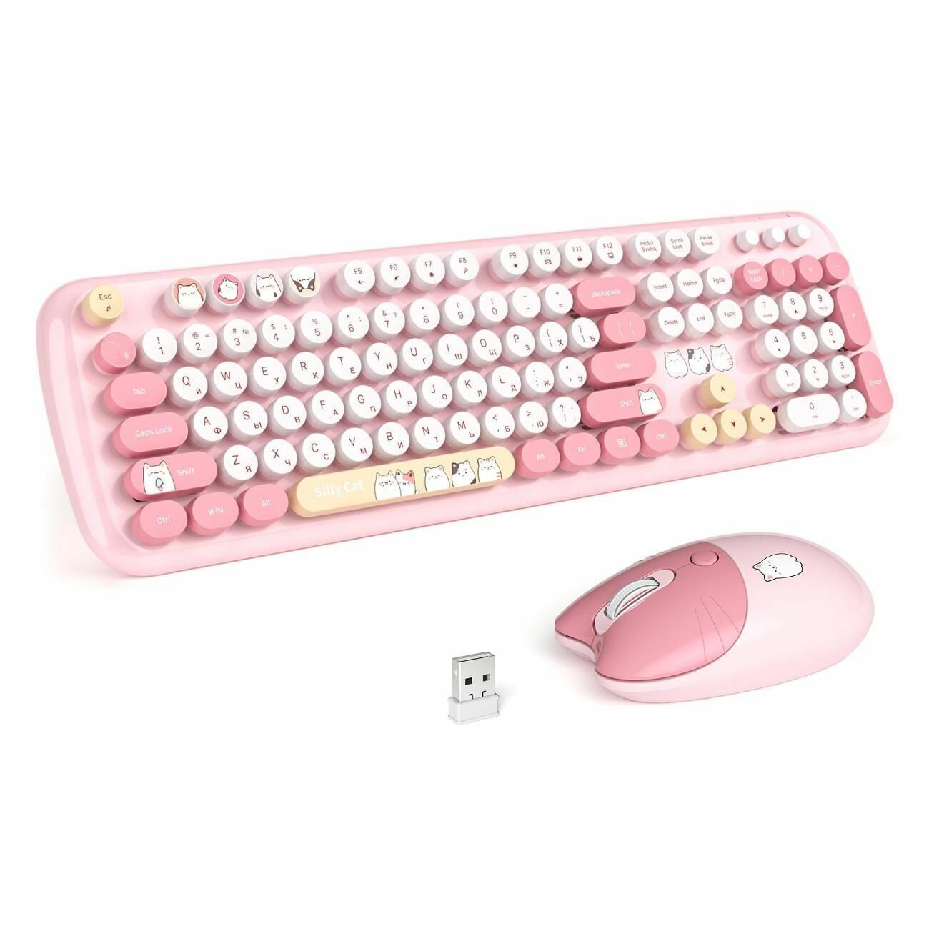 Комплект клавиатура и мышь MOFii SMK-648M3AG pink