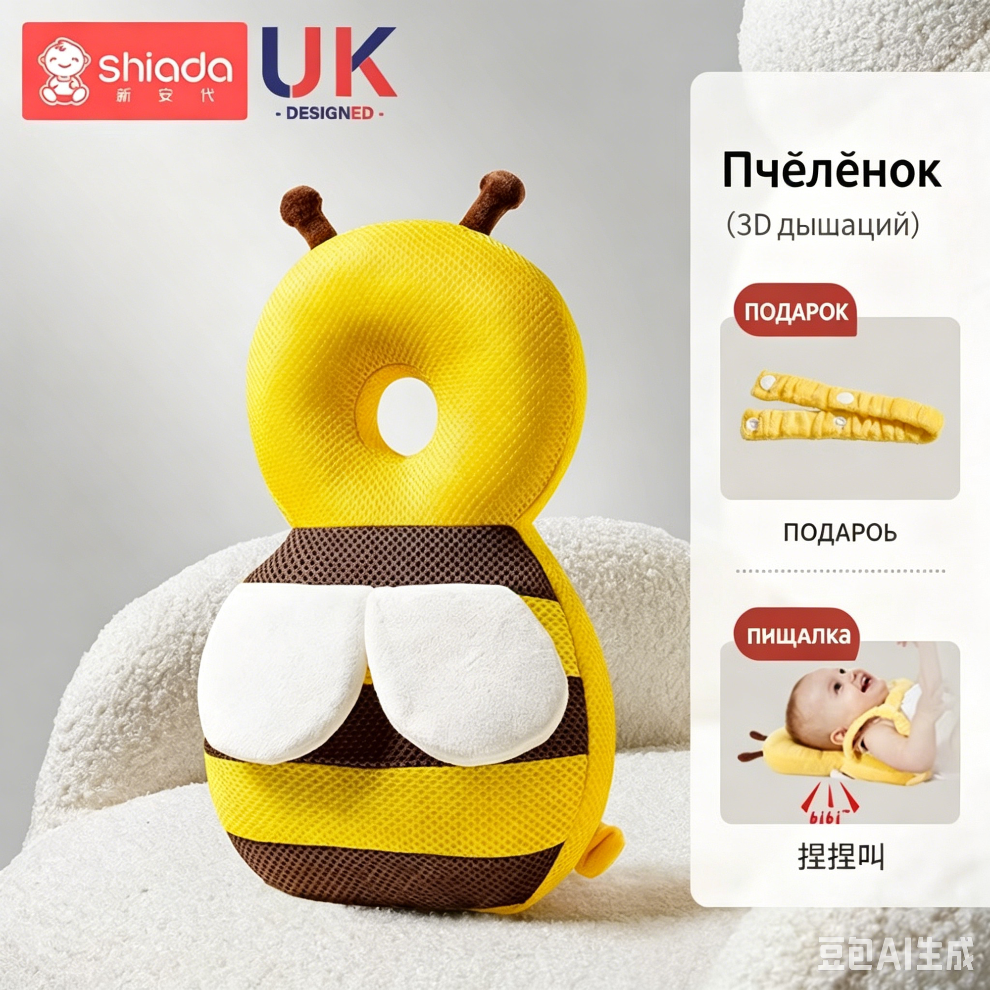 Детский Защитный рюкзачок для малыша /защиты головы и спины ребенка / Безопасность детей от падения желтый рюкзачок