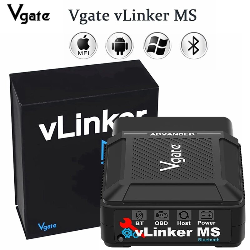 Vgate vLinker MS BT Модернизированный OBD2 сканер OBD Code Reader pk ELM327 для Android/iOS/PC OBD2 Автомобильный диагностический сканер Инструменты