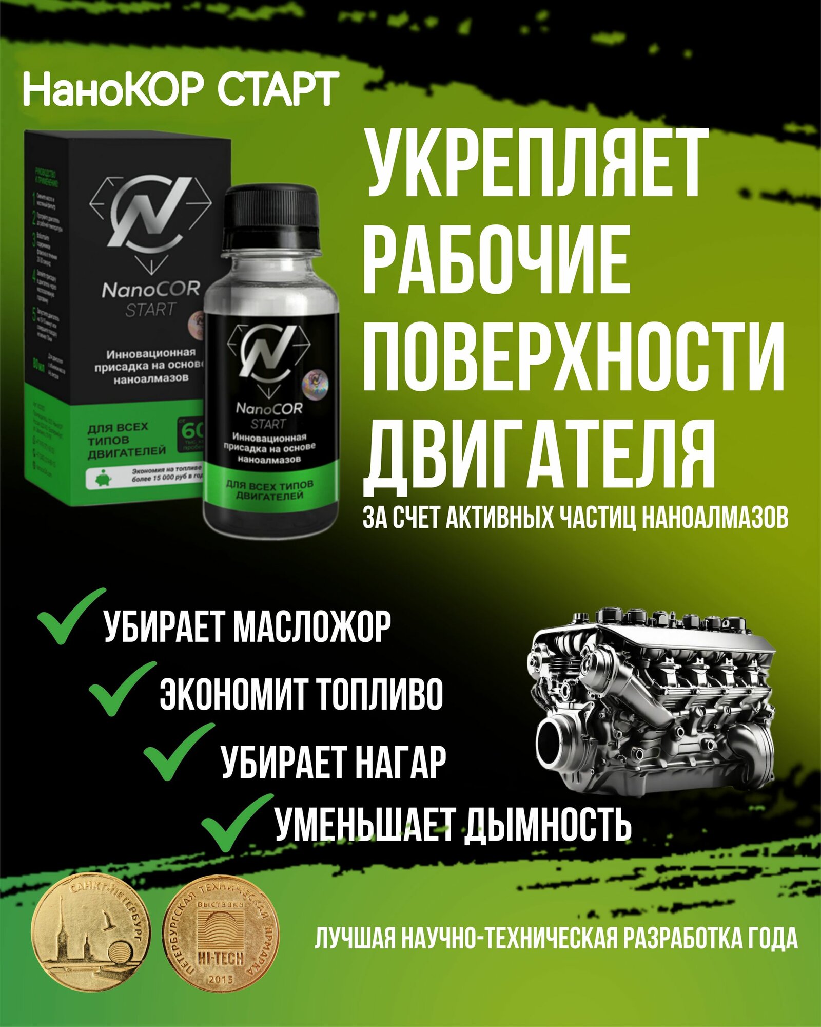 NanoCOR Присадка автомобильная, 80 мл