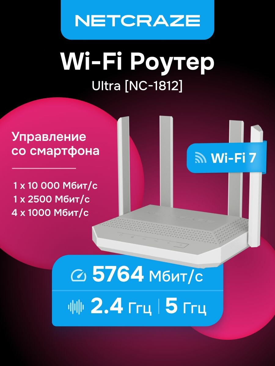 WiFi роутер Netcraze (Keenetic) Ultra NC-1812