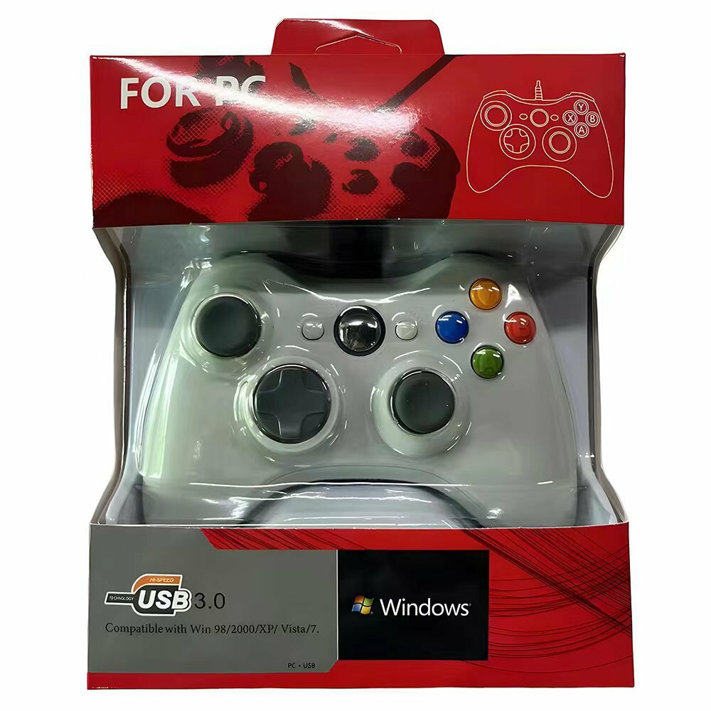Беспроводной игровой контроллер X-360 для PS3, Android TV и ПК — белый (в коробке)